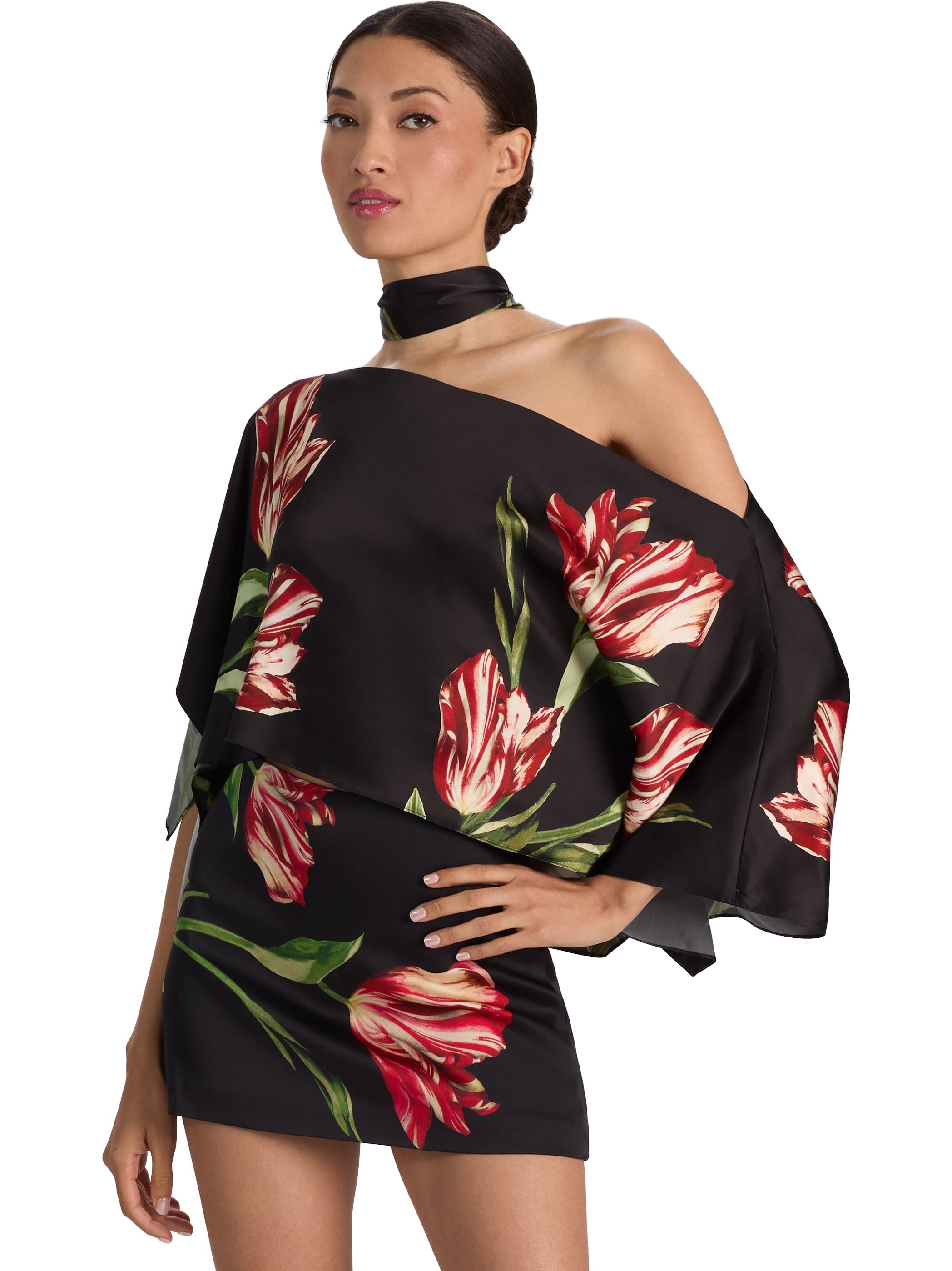 ALICE + OLIVIA Alice + Olivia Rita Draped One-Shoulder Top with Scarf